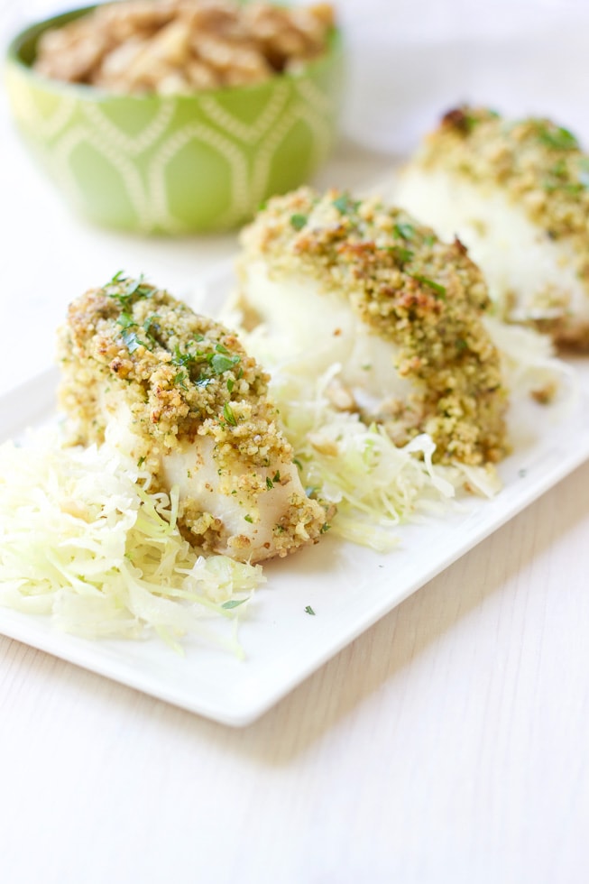 Crispy Walnut Cod with Walnut Tzatziki - California Walnuts