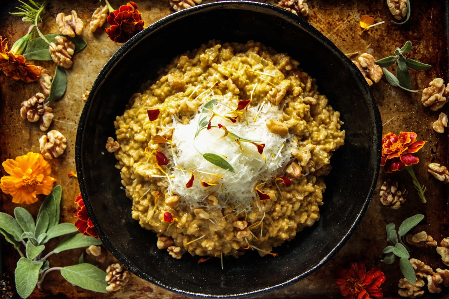 Pumpkin Walnut Sage Risotto - California Walnuts