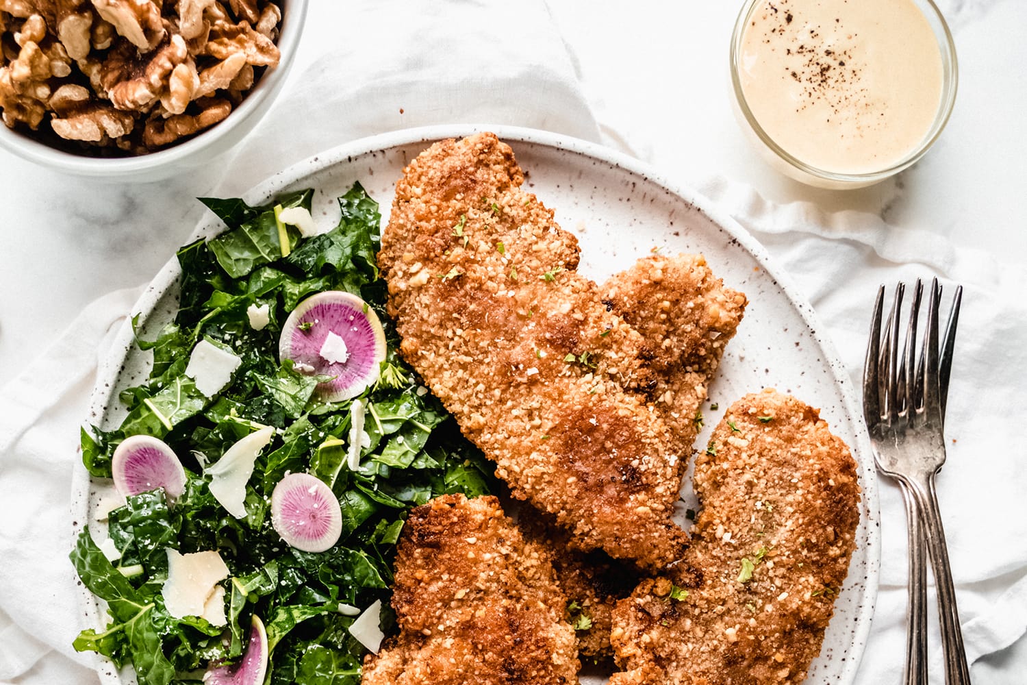 Walnut Crusted Chicken Fingers with Honey Mustard Dipping Sauce ...