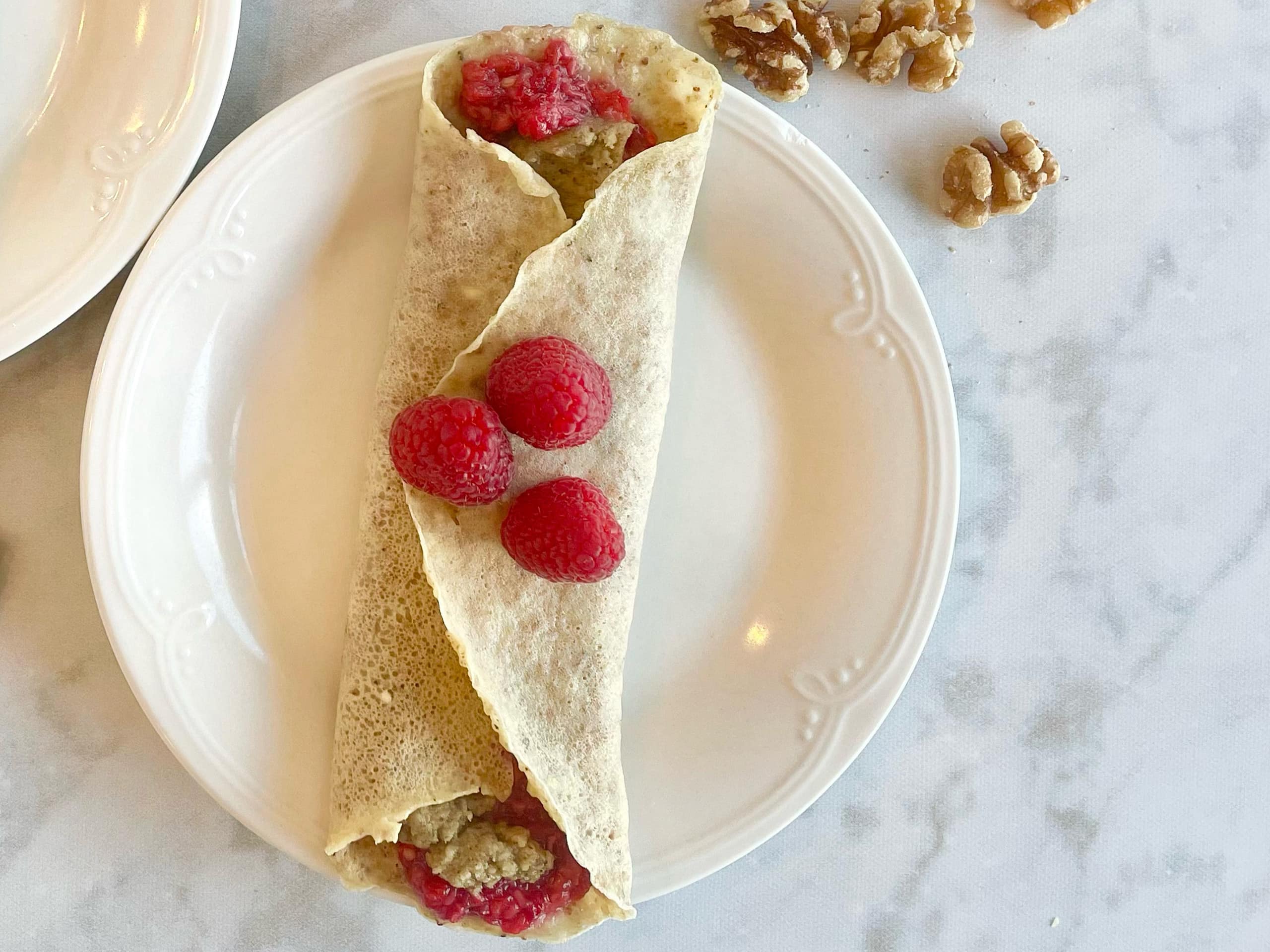 Walnut Butter and Homemade Raspberry Jam Crepe - California Walnuts