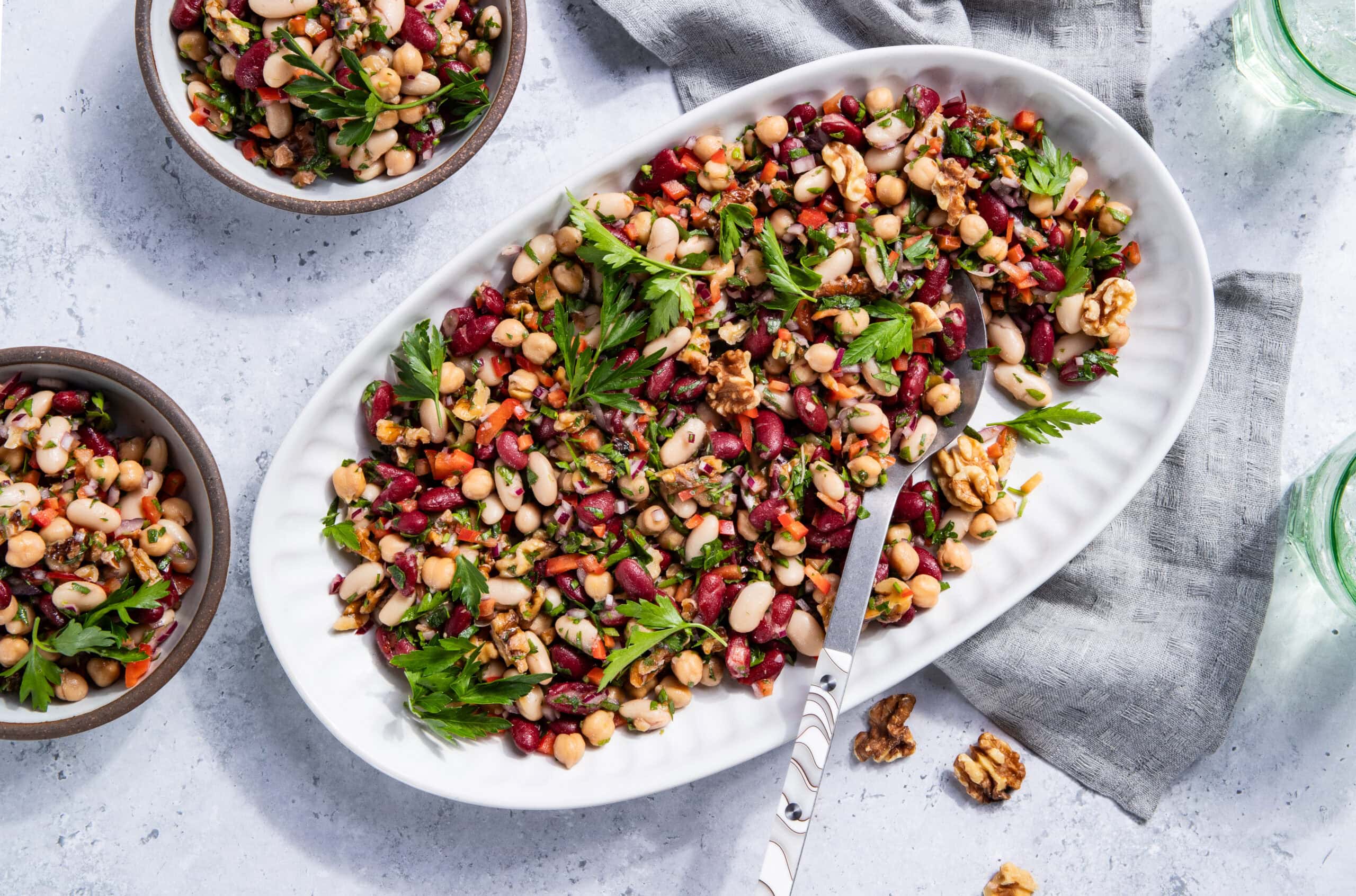Three Bean Salad with Walnut Chimichurri - California Walnuts